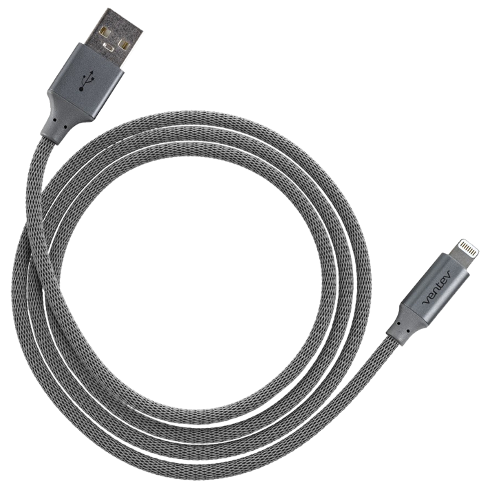 Ventev ChargeSync 4' Alloy USB A-to-Apple Lightning Cable (Steel Gray) | C Spire Wireless