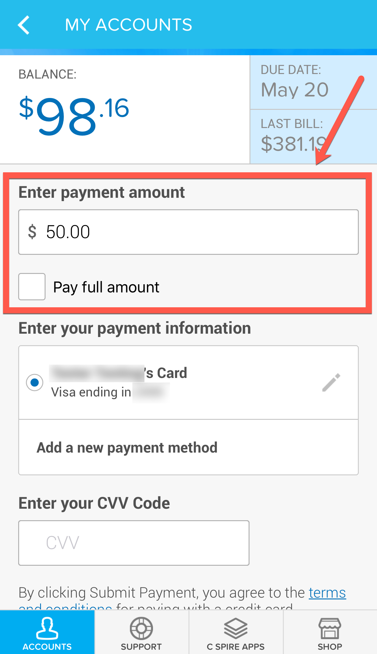 How to pay your bill using the My C Spire app